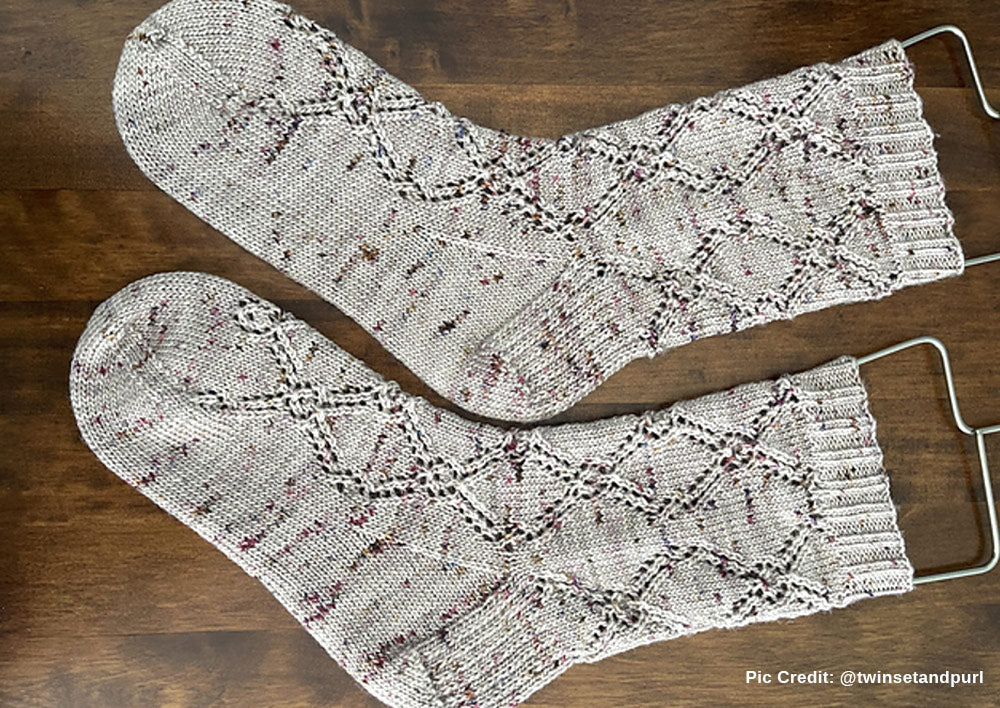 Learn To Knit A Double Diamond Socks | Lantern Moon